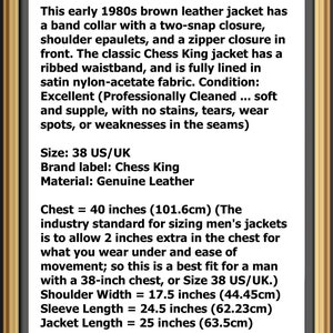 80s Brown Leather Jacket, Chess King, Size 38 US/UK - Etsy