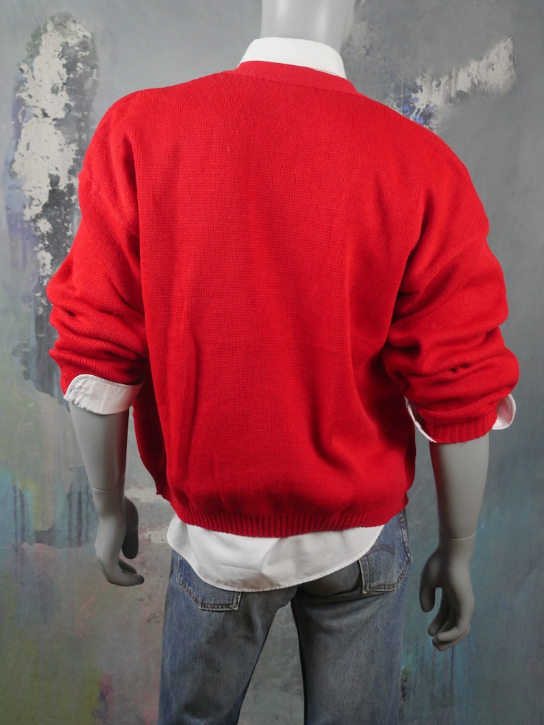 Red Cardigan Sweater Italian Vintage Retro Knit Menswear: | Etsy