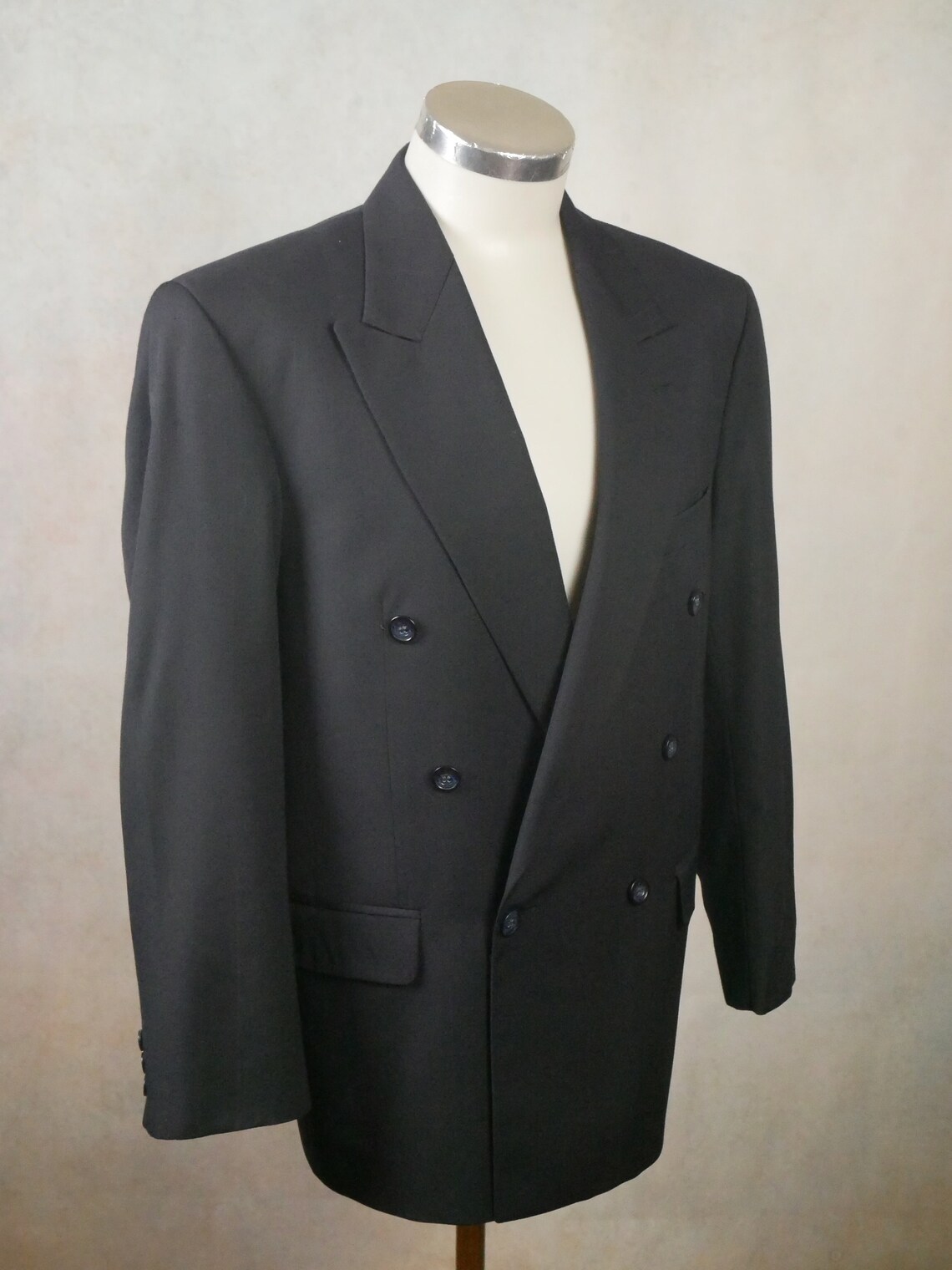 Navy Blue Double-breasted Blazer European Vintage Wool Blend - Etsy