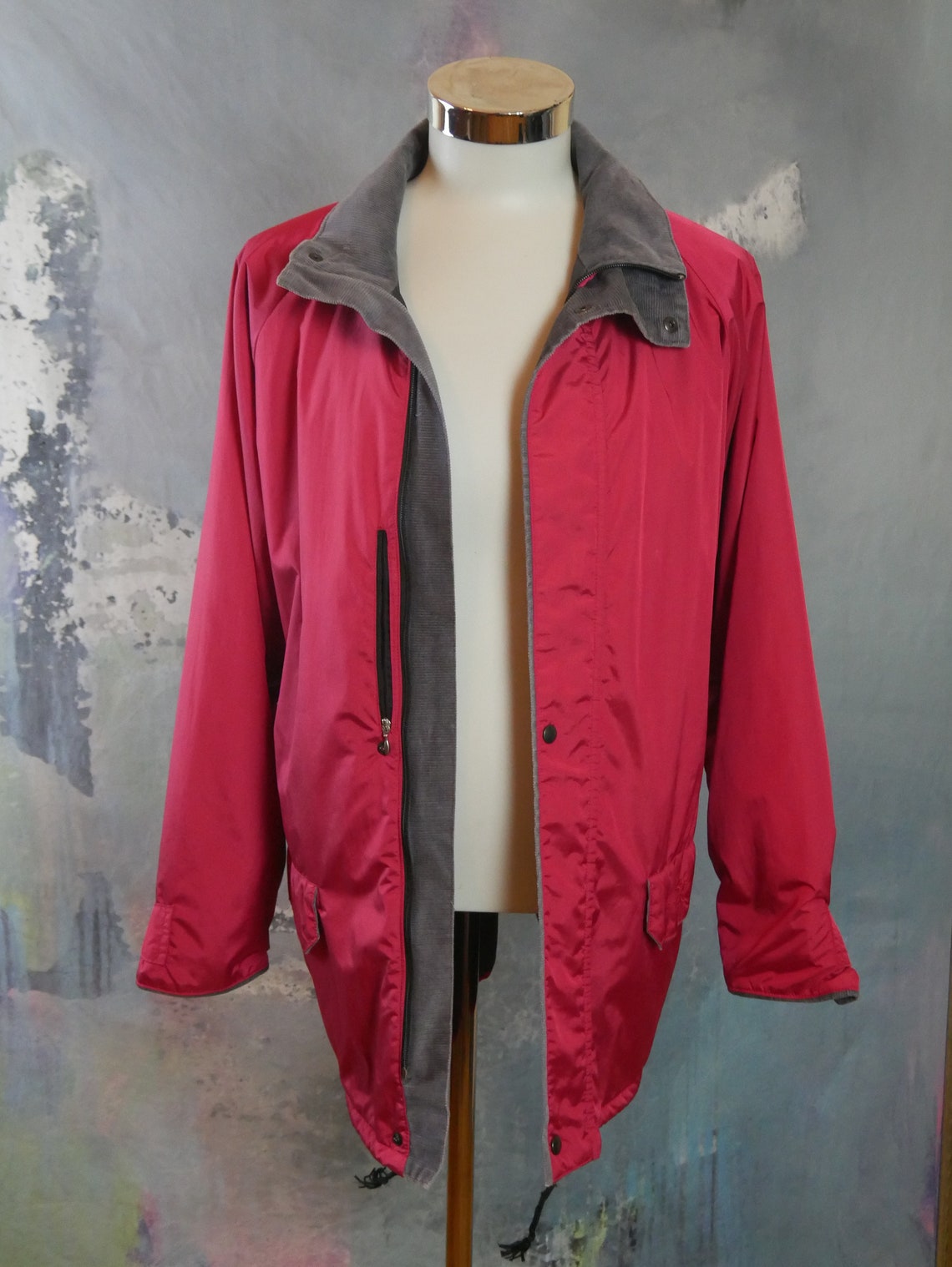 Red Nylon Jacket 1990s European Vintage Zippered Sport Jacket | Etsy