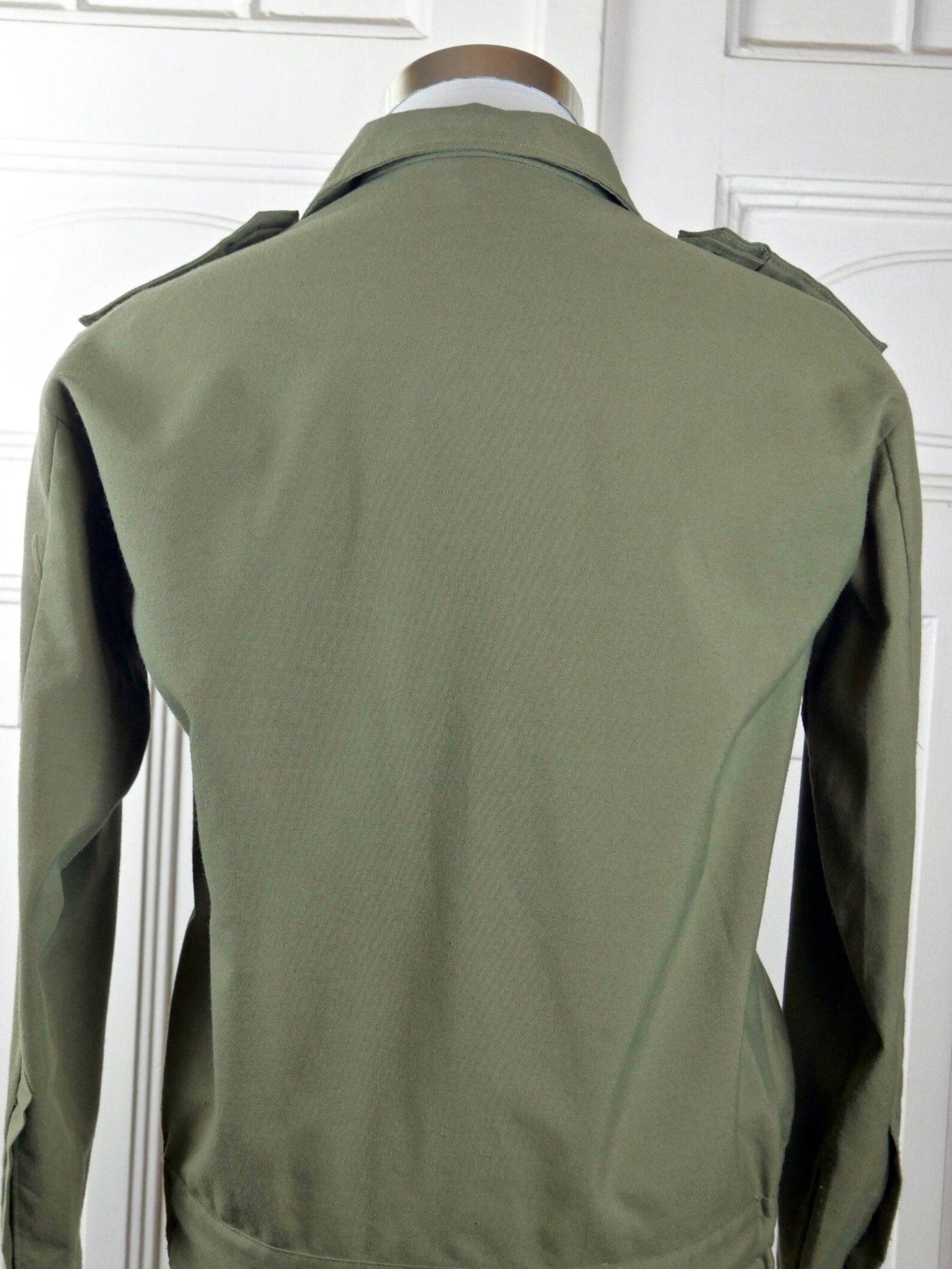 Vintage Military Shirt Olive Drab Army Green With Elasticated - Etsy