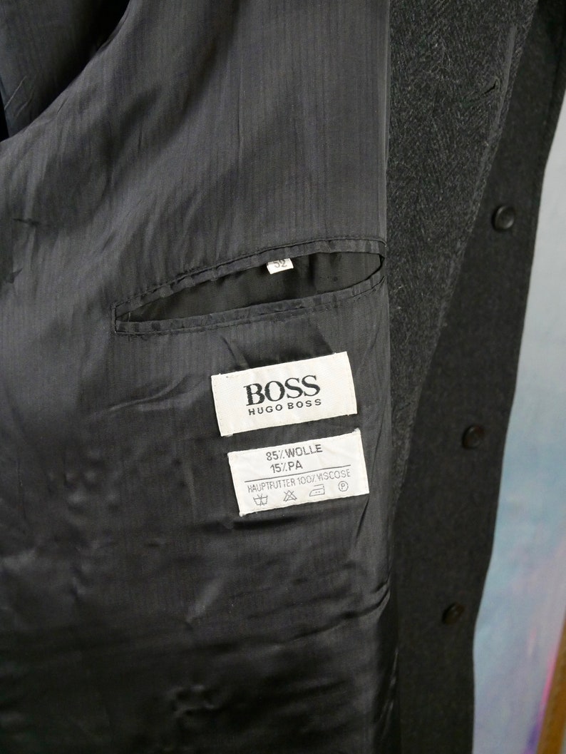 Hugo Boss Overcoat Charcoal Gray Wool Tweed Coat European | Etsy