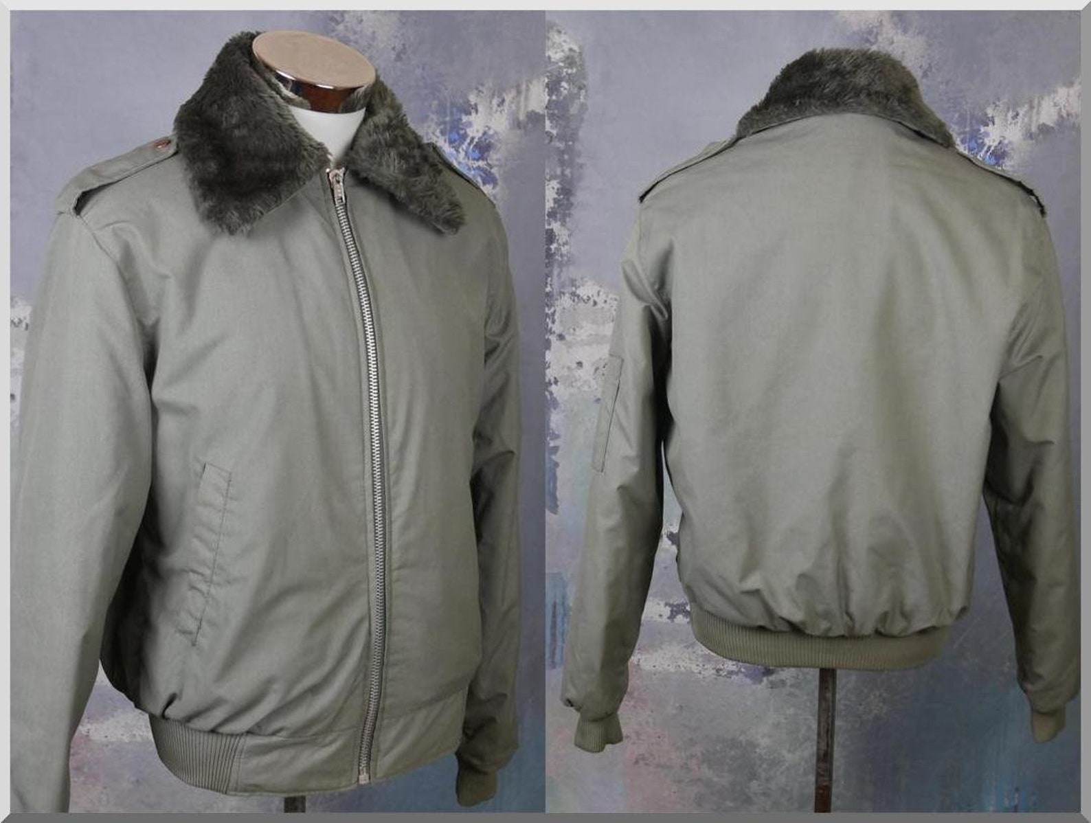 Retro Flight Jacket Israeli Vintage Sage Gray Bomber Jacket W | Etsy