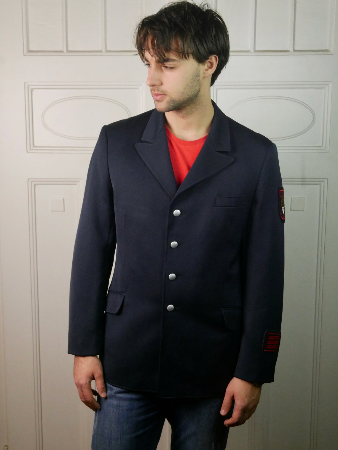 German Officer Jacket 1980s Vintage Dark Navy Blue Fireman - Etsy