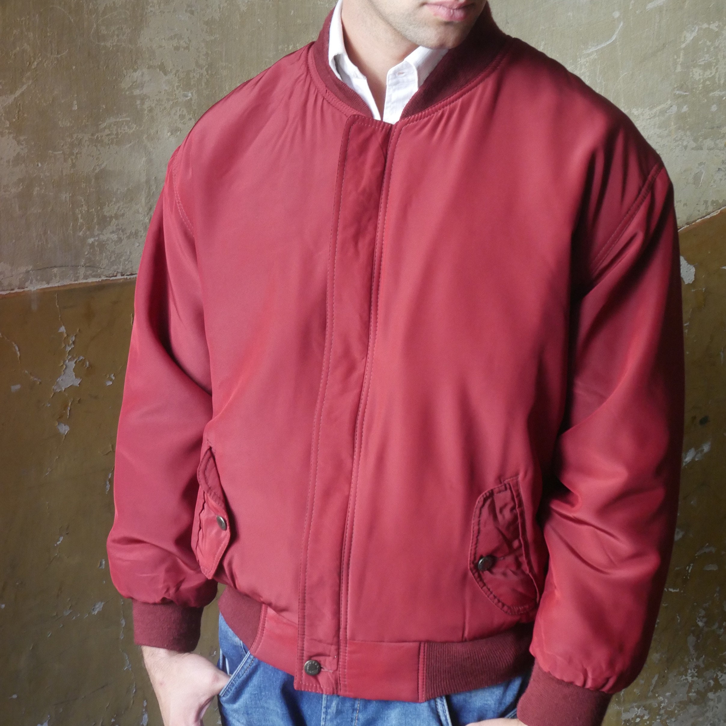 Red Bomber Jacket 1990s European Vintage Size 42 US/UK - Etsy