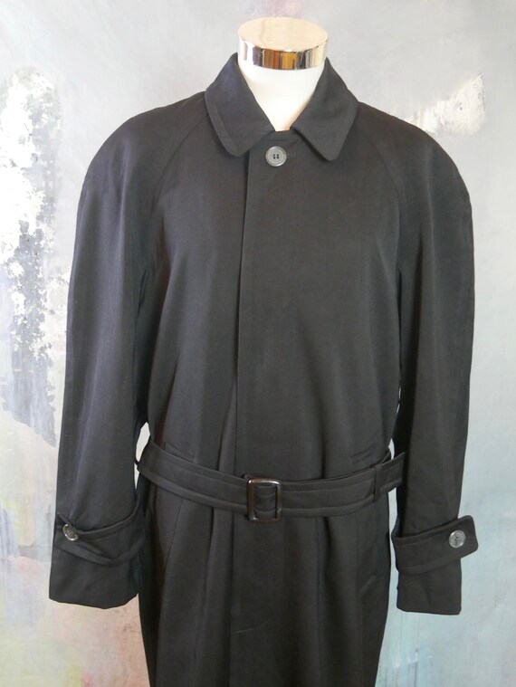 Navy Blue Wool Coat, 1990s European Vintage Long Mad … - Gem