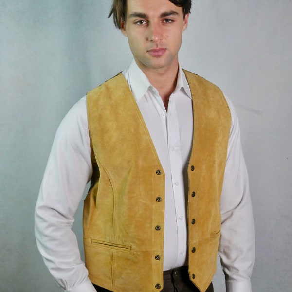 Tan Leather Vest - Etsy