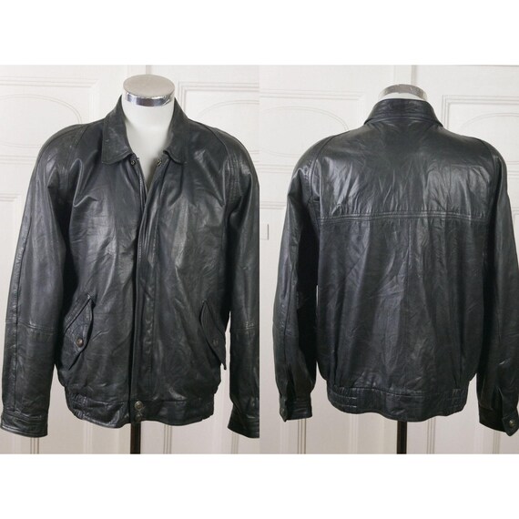 Vintage Leather Jacket, 80s Soft Black Lambskin Bombe… - Gem