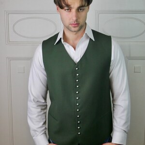 Vintage Green Wool Blend Vest With Satin Back, Size 46 US/UK - Etsy