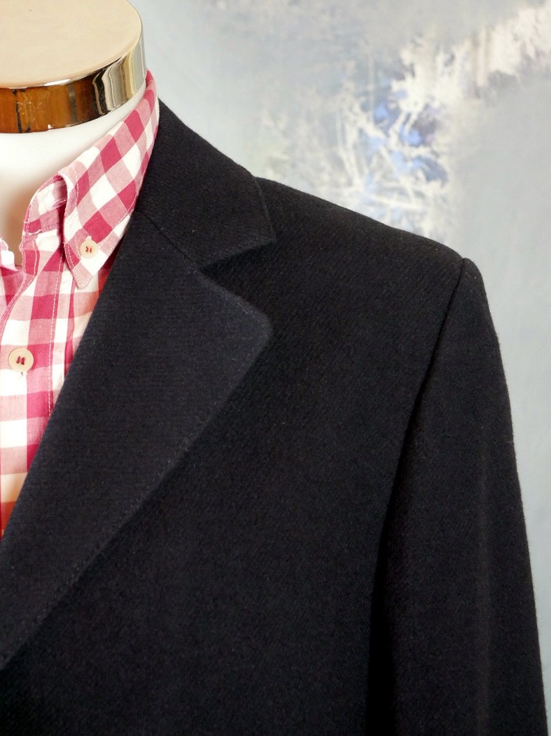 Navy Blue Overcoat, European Vintage Wool Long Mad Men Style Coat, Made ...