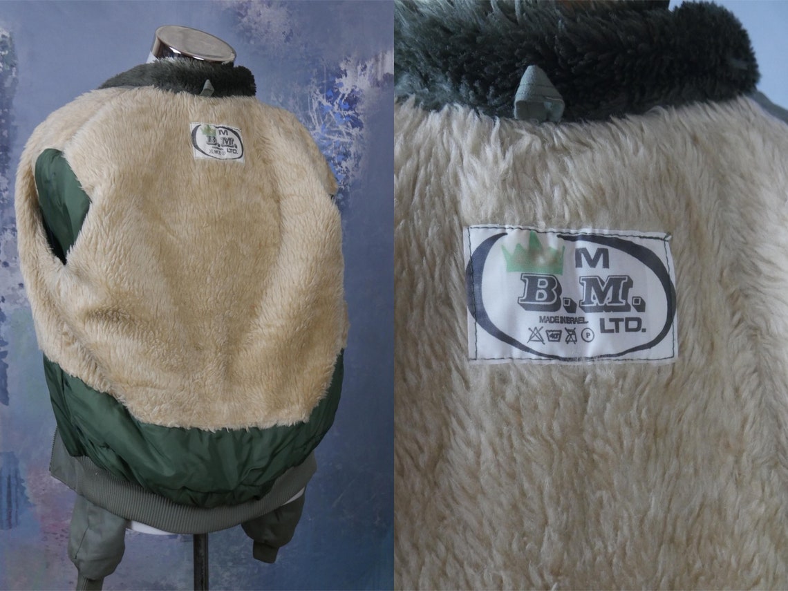 Retro Flight Jacket Israeli Vintage Sage Gray Bomber Jacket W | Etsy