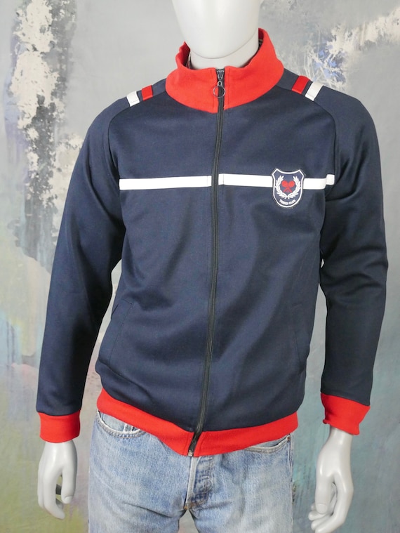 1990s Tennis Track Jacket, Navy Blue Zippered Sports … - Gem