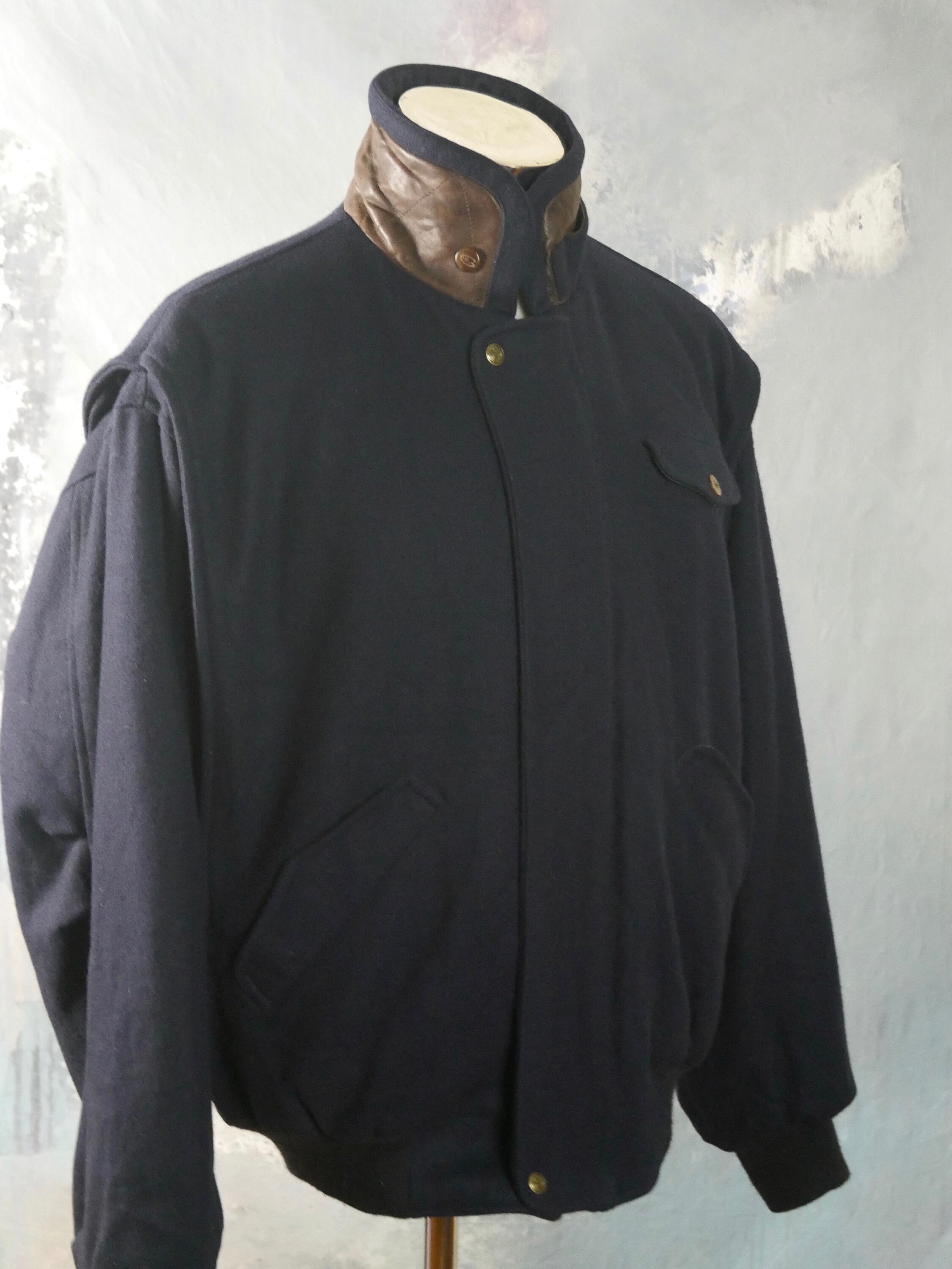 Blue Wool Jacket 1990s Vintage Gant Reversible: Size 42 US/UK | Etsy