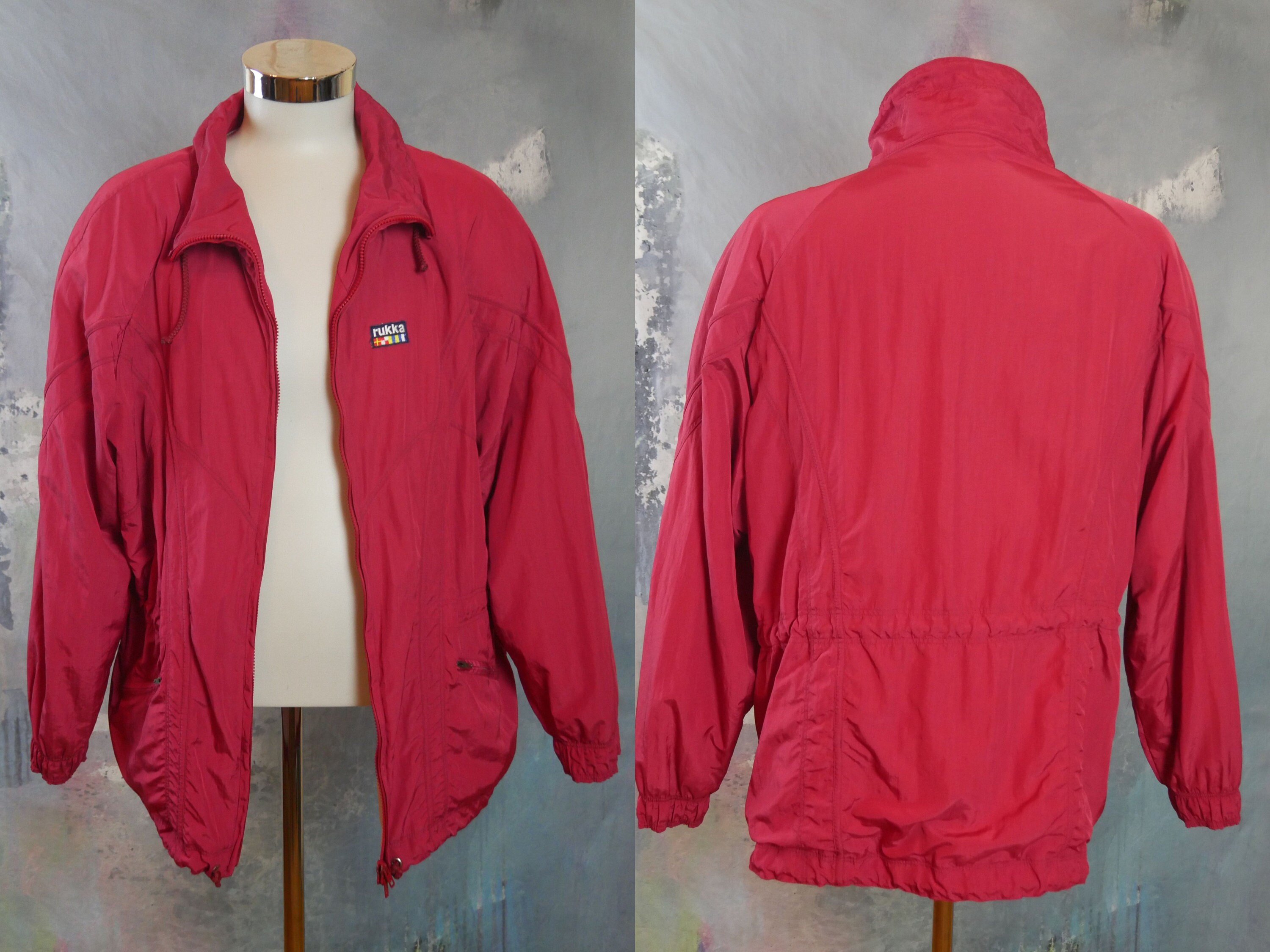 Red Nylon Jacket 1990s European Vintage Zippered Rukka Sport | Etsy