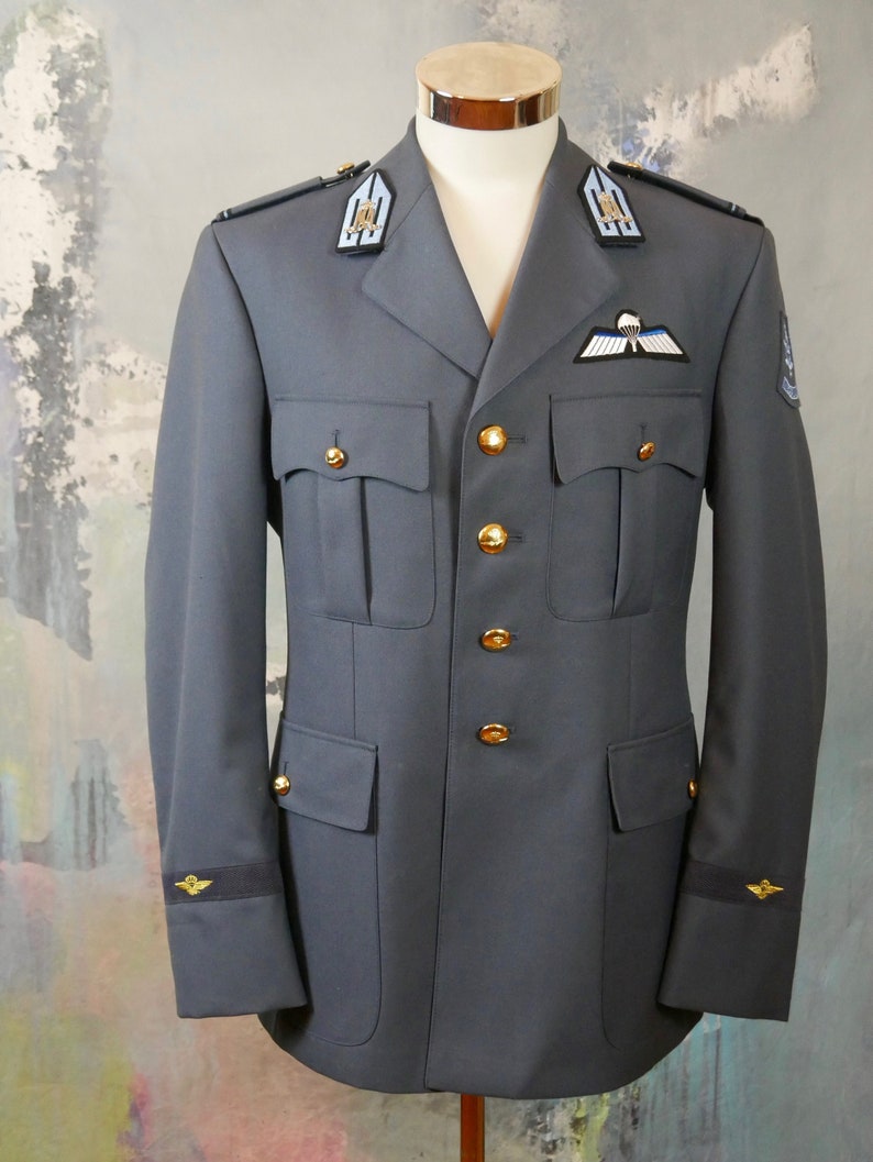 Vintage Military Jacket Gray 90s Dutch Air Force Uniform - Etsy