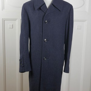 Blue Wool Overcoat, Men's German Vintage Classic 1980s Wall Street Coat ...