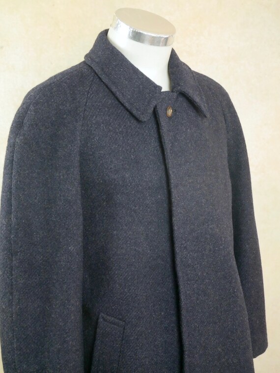 Navy Blue Wool Coat, 60s European Vintage Overcoat, S… - Gem