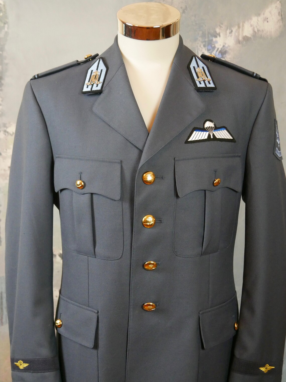 Vintage Military Jacket Gray 90s Dutch Air Force Uniform - Etsy