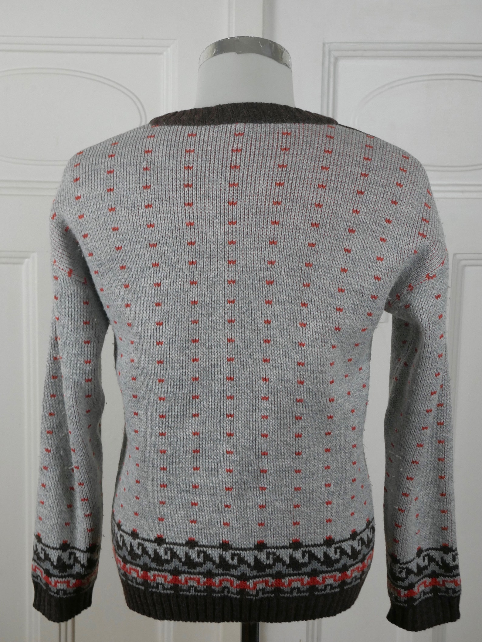 European Vintage Knit Cardigan Gray Brown & Rust Orange - Etsy