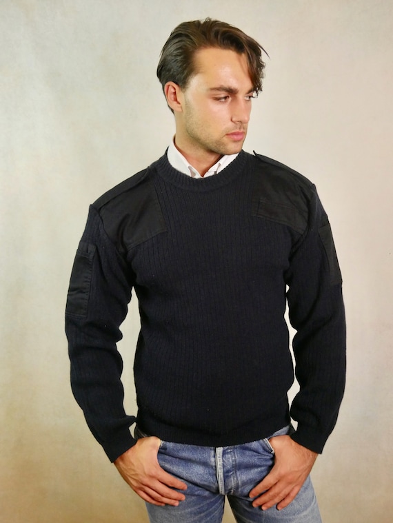 90s Vintage Army Sweater Navy Blue Swedish Commando Crew Neck - Etsy