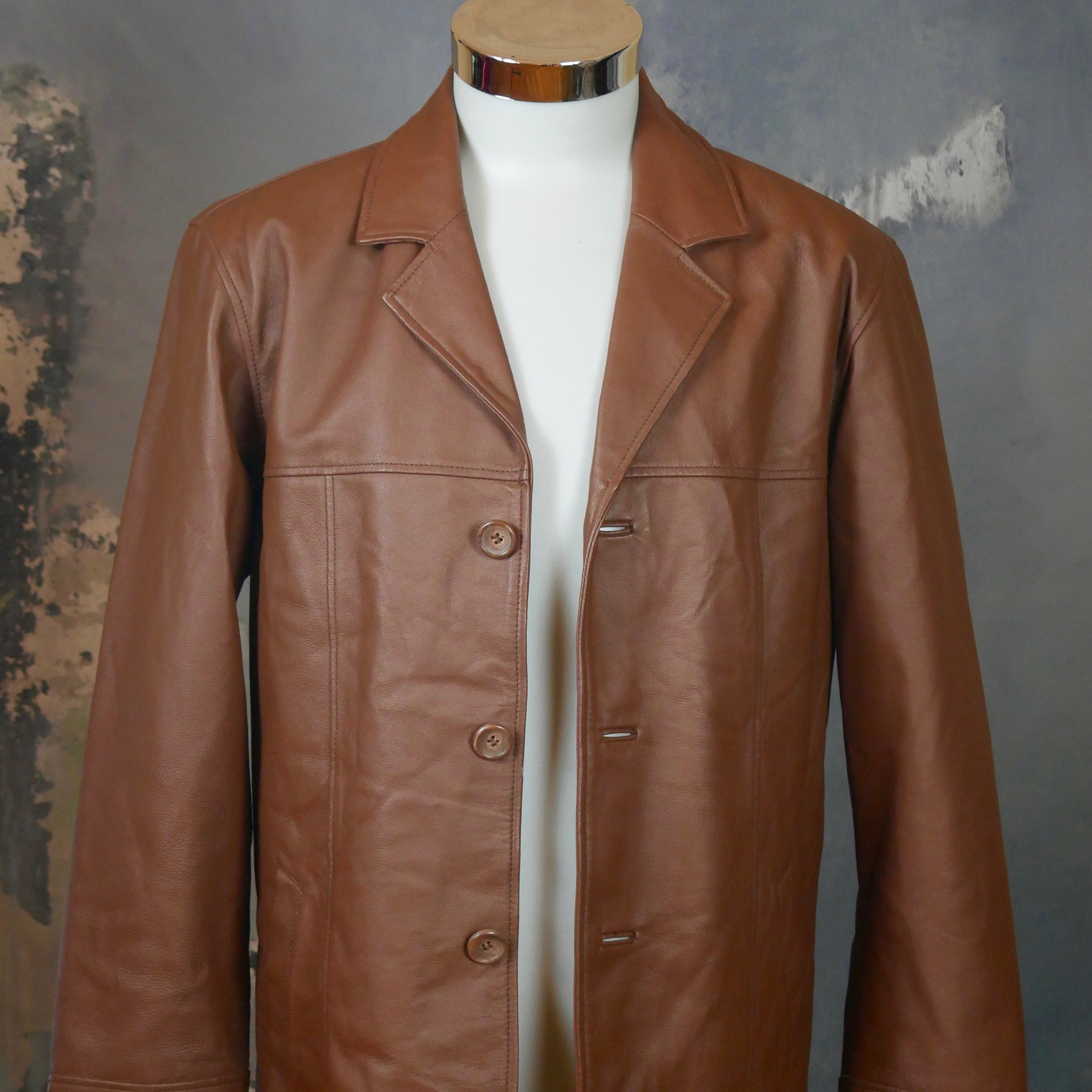 1990s Brown Leather Jacket German Vintage Retro | Etsy
