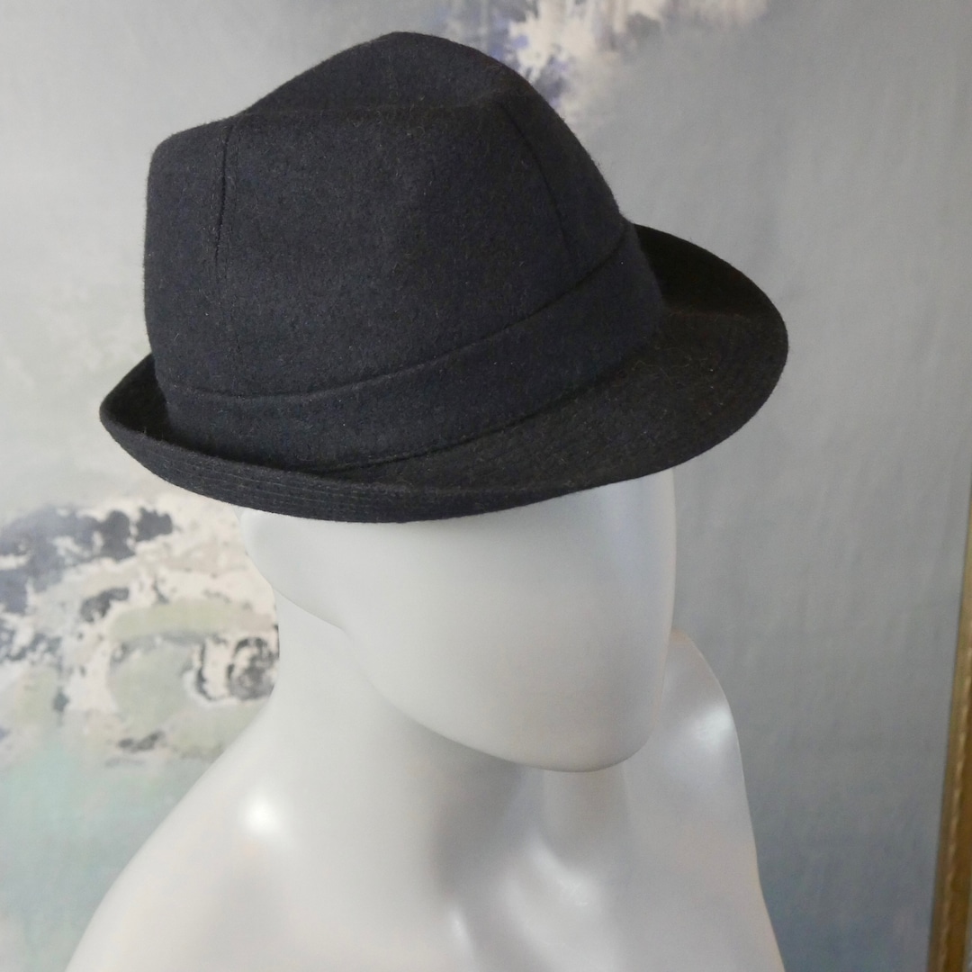 1960s French Vintage Wool Felt Trilby Hat: Charcoal Gray, Size Medium ...