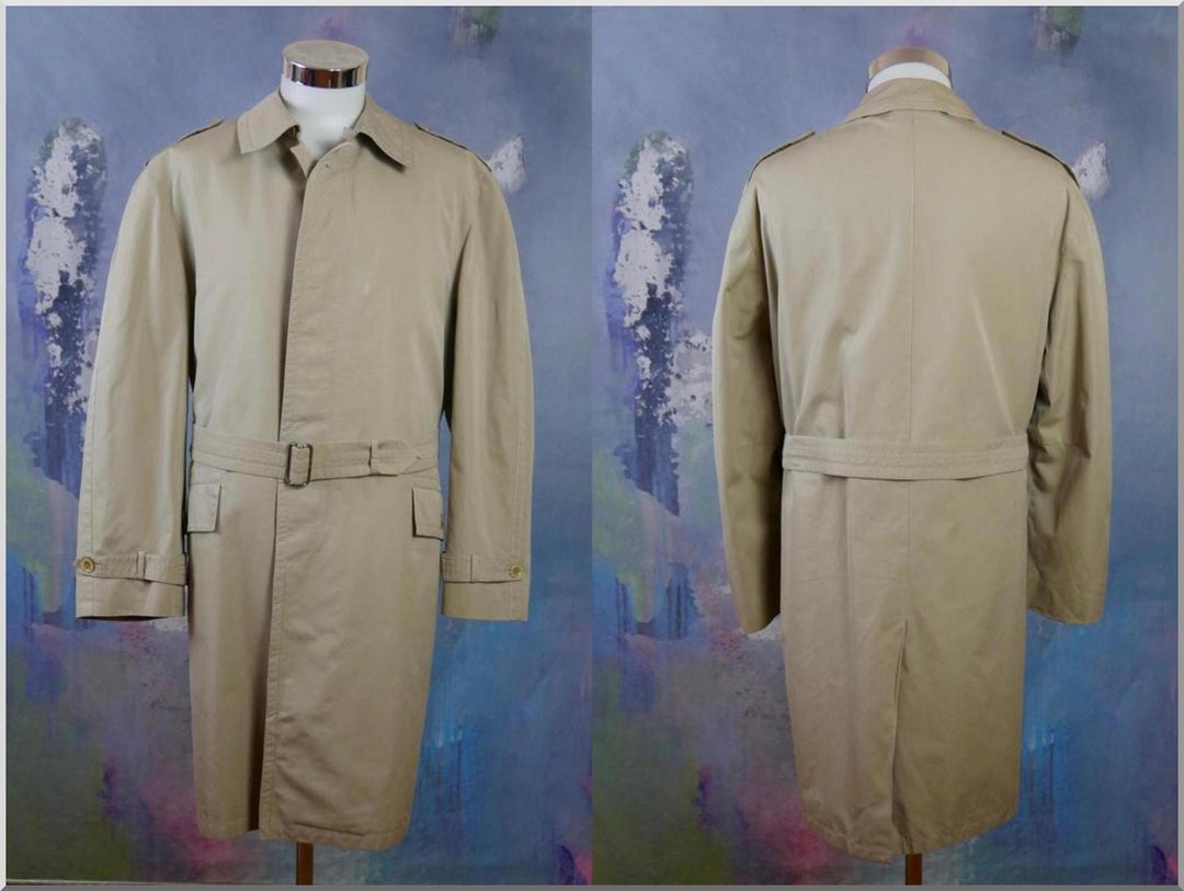 German Trench Coat, Vintage Single-breasted Belted Beige Raincoat ...
