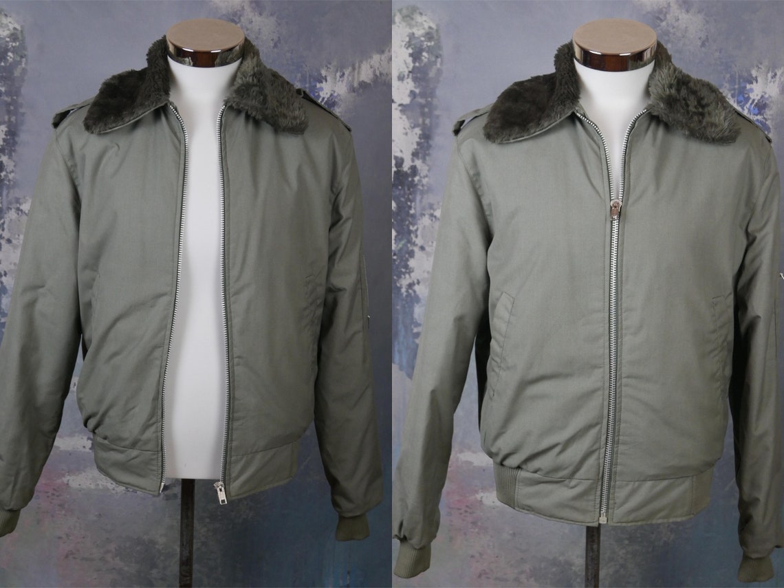 Retro Flight Jacket Israeli Vintage Sage Gray Bomber Jacket W | Etsy