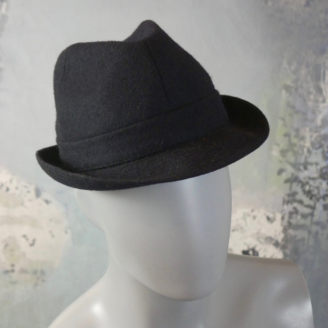 1960s Charcoal Gray Trilby Hat French Vintage Wool Felt | Etsy