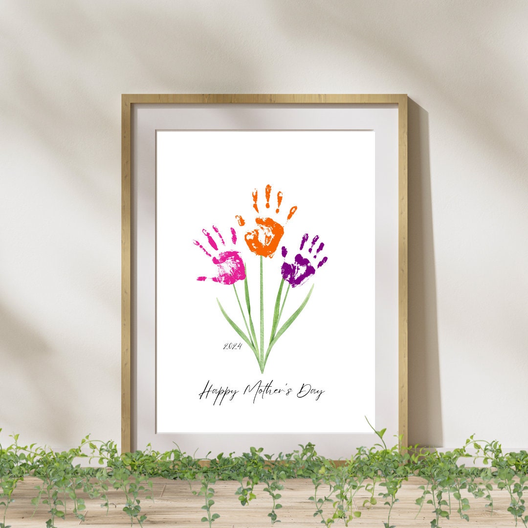 Mother's Day Handprint Art Craft A4 Grandma's Day Birthday Card Thank ...