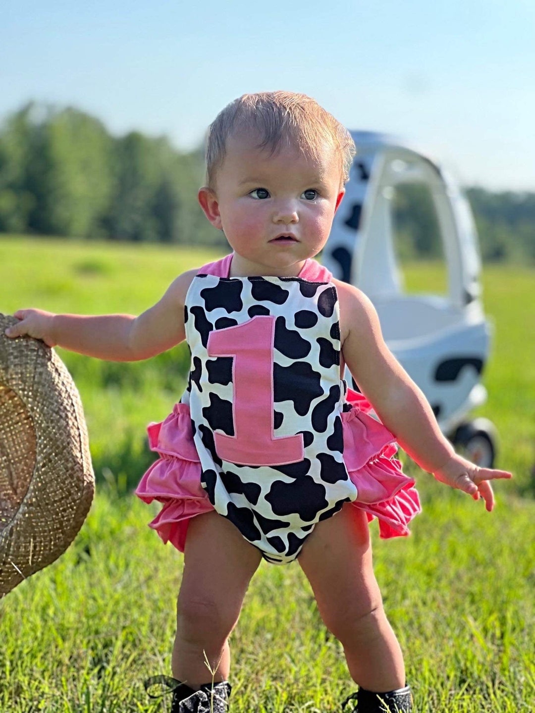 Farm Barnyard First Birthday Romper Party Cowgirl Smash Cake Photo Prop ...