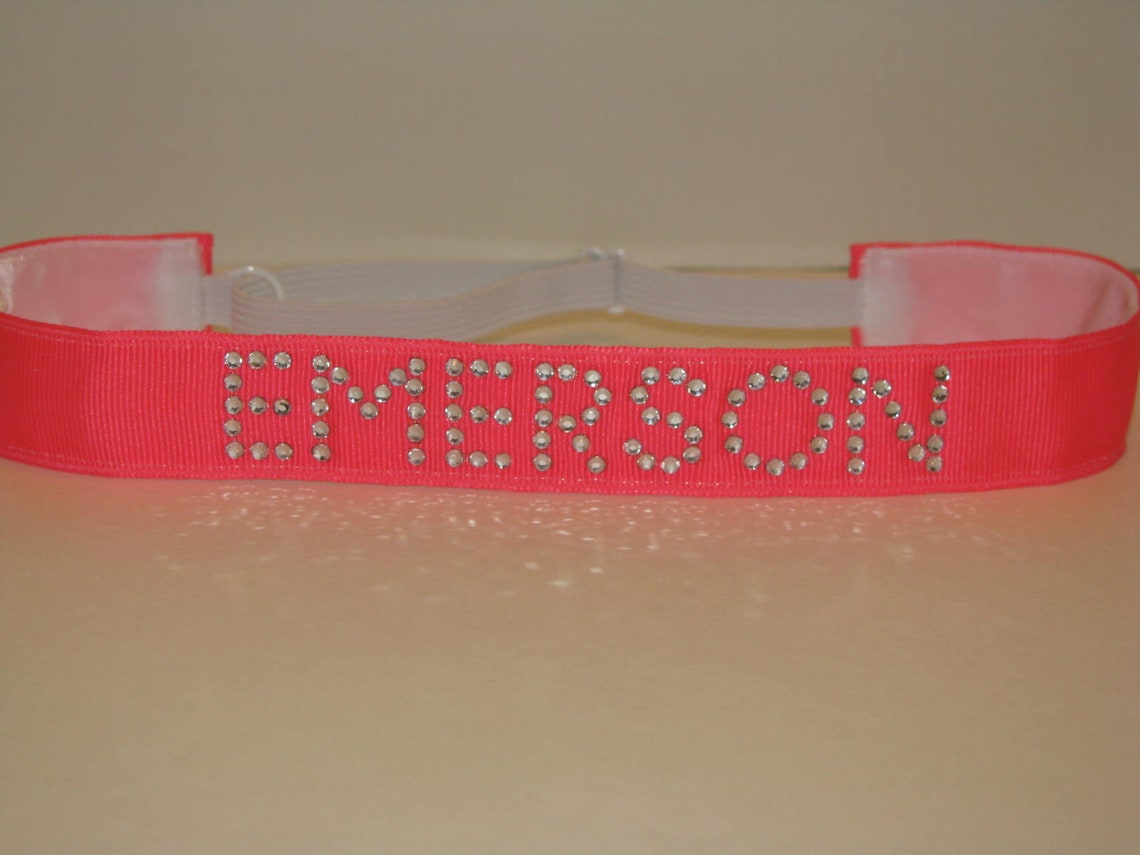 CUSTOM NAME RHINESTONE Headbands Adjustable Headband Non Slip Velvet ...