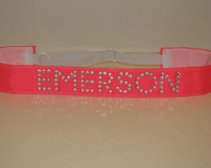 CUSTOM NAME RHINESTONE Headbands Adjustable Headband Non Slip Velvet ...