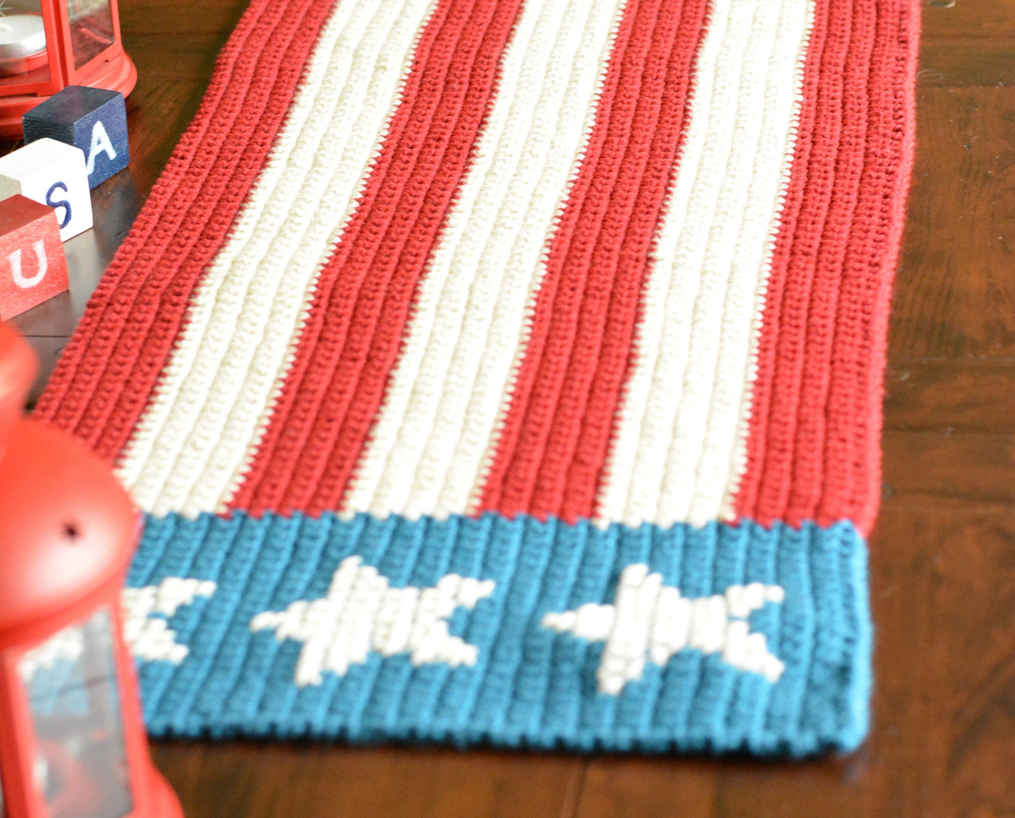 Red, White, and Blue Crochet Table Runner Pattern for the Fourth of ...