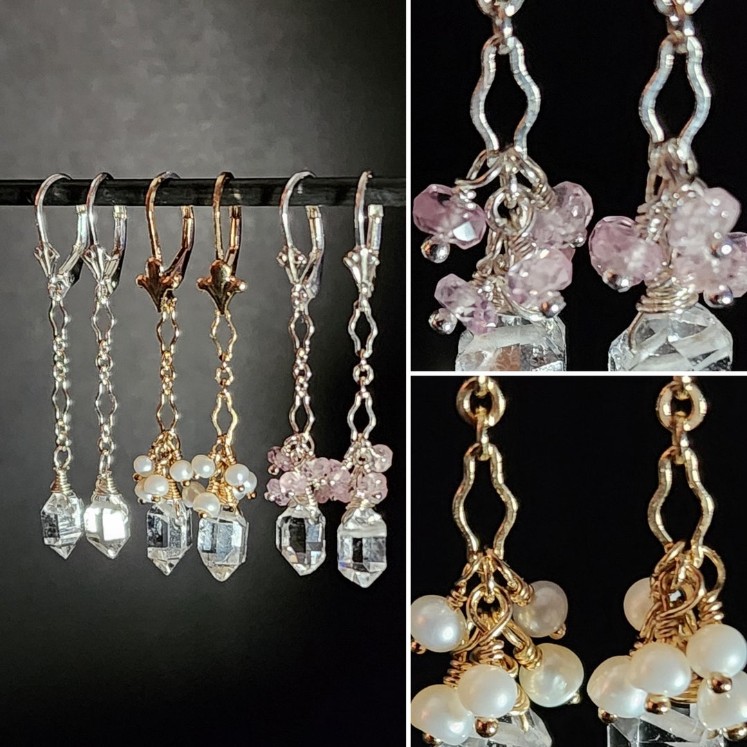 Herkimer Diamond Mini Cluster Gem Drops or Without Drops on Chain ...