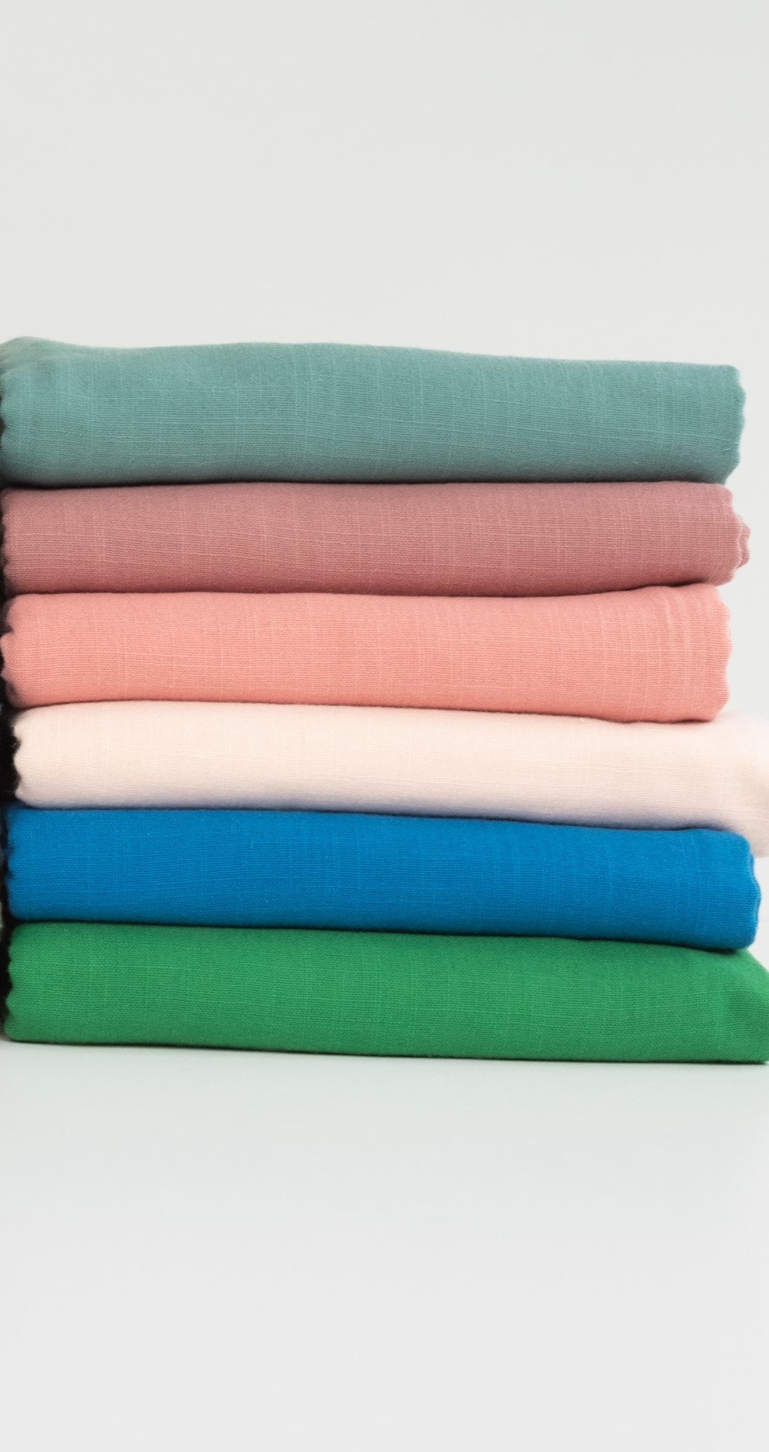 Uni Double Slub Musselin Sorea, Peach and Emerald - Etsy