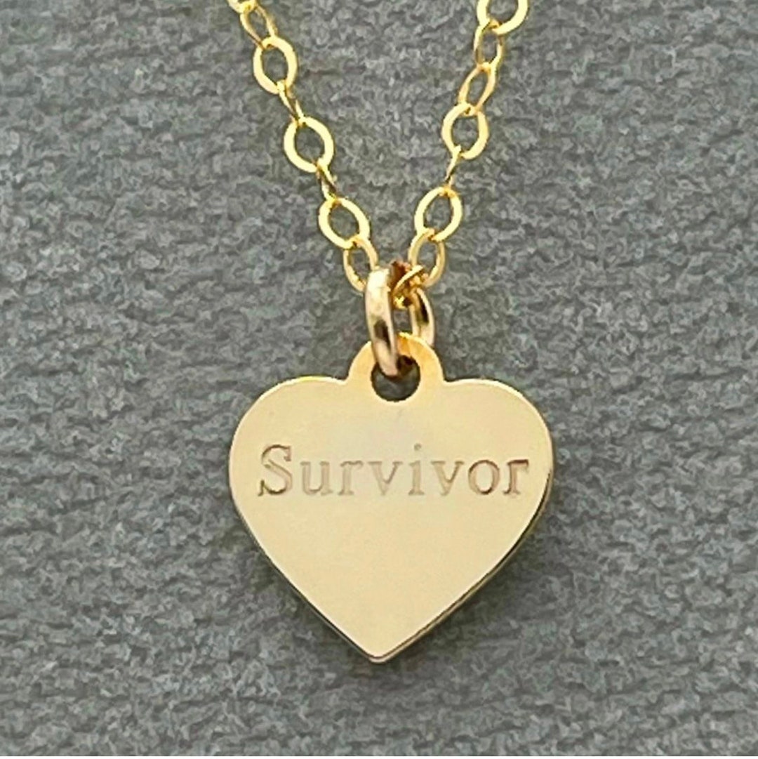 Survivor Heart Gold Chain Necklace - Etsy