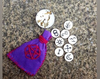 8 Witch's Runes Runestones With Instructions Candle and - Etsy