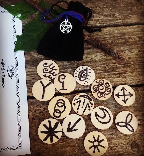 13 Witch's Wooden Runes With Instructions Candle and - Etsy