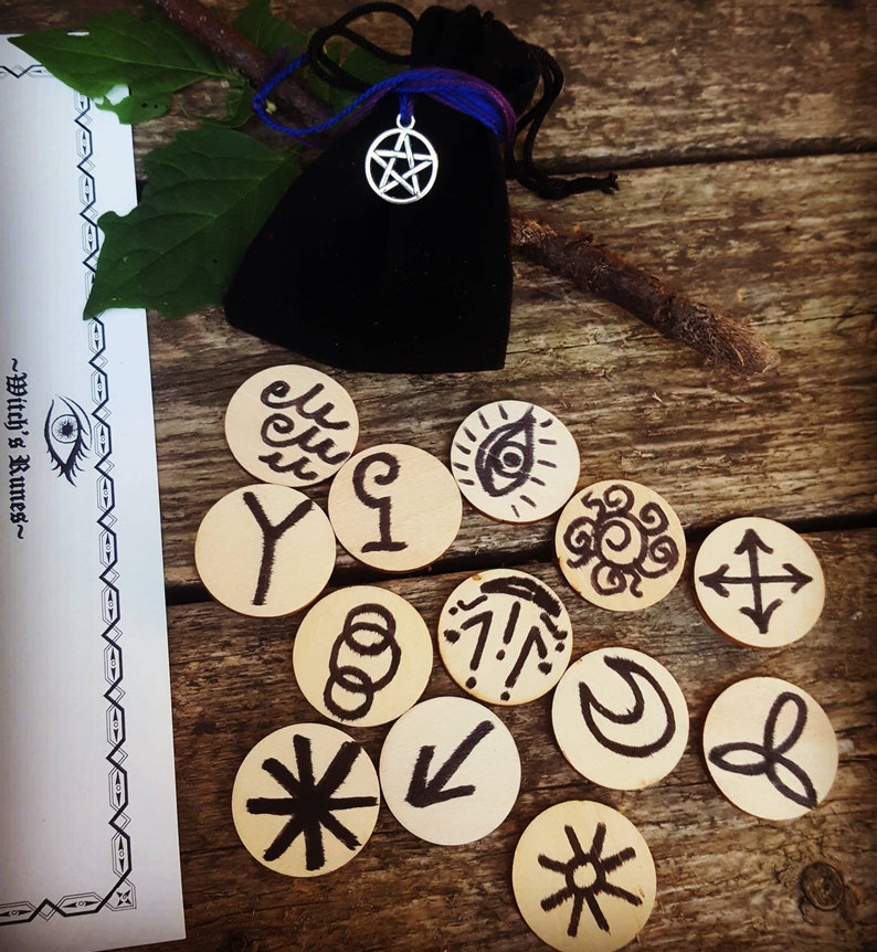13 Witch's Wooden Runes With Instructions Candle and - Etsy