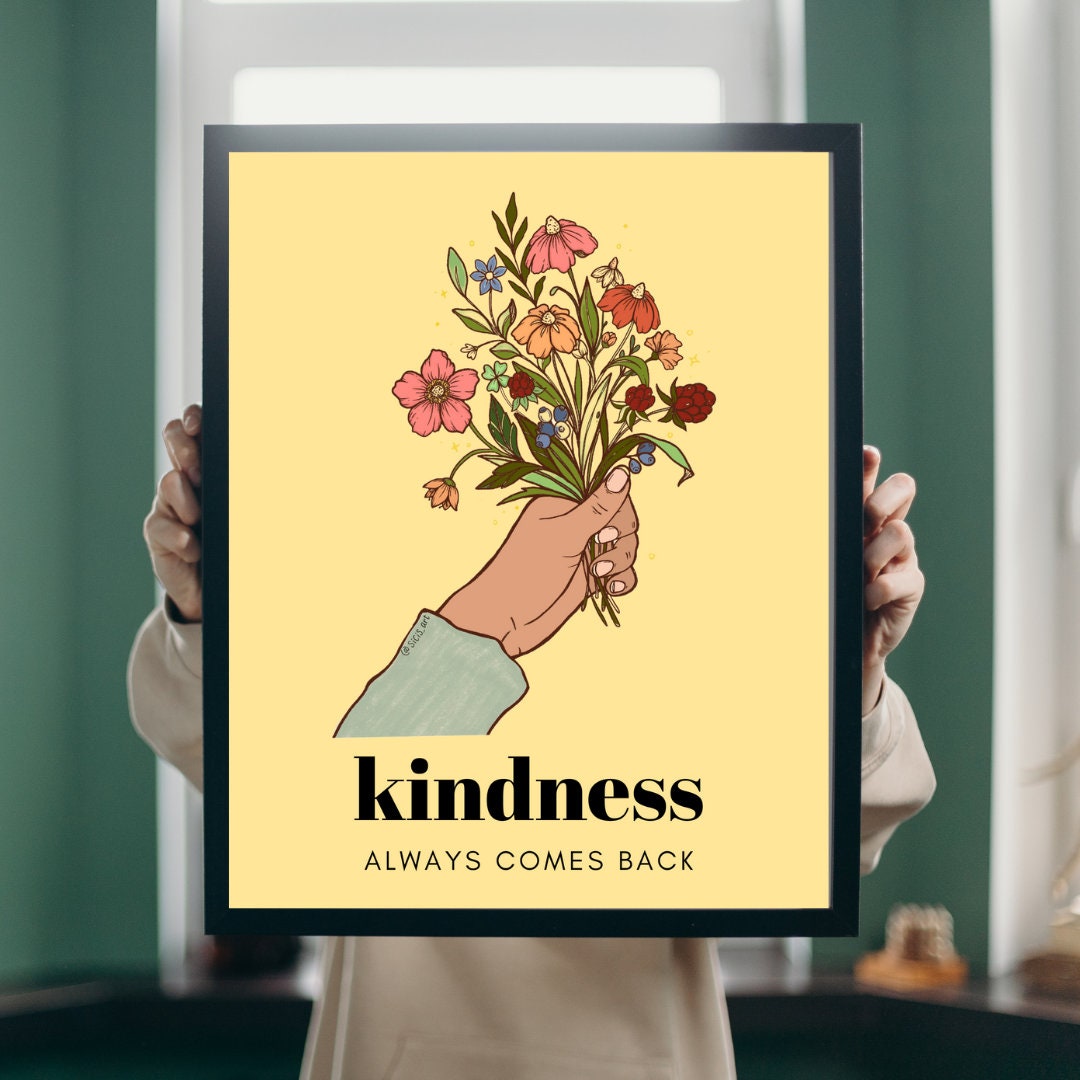 Instant Download Print - Hand Drawn Design, Kindness Print, Mindfulness ...