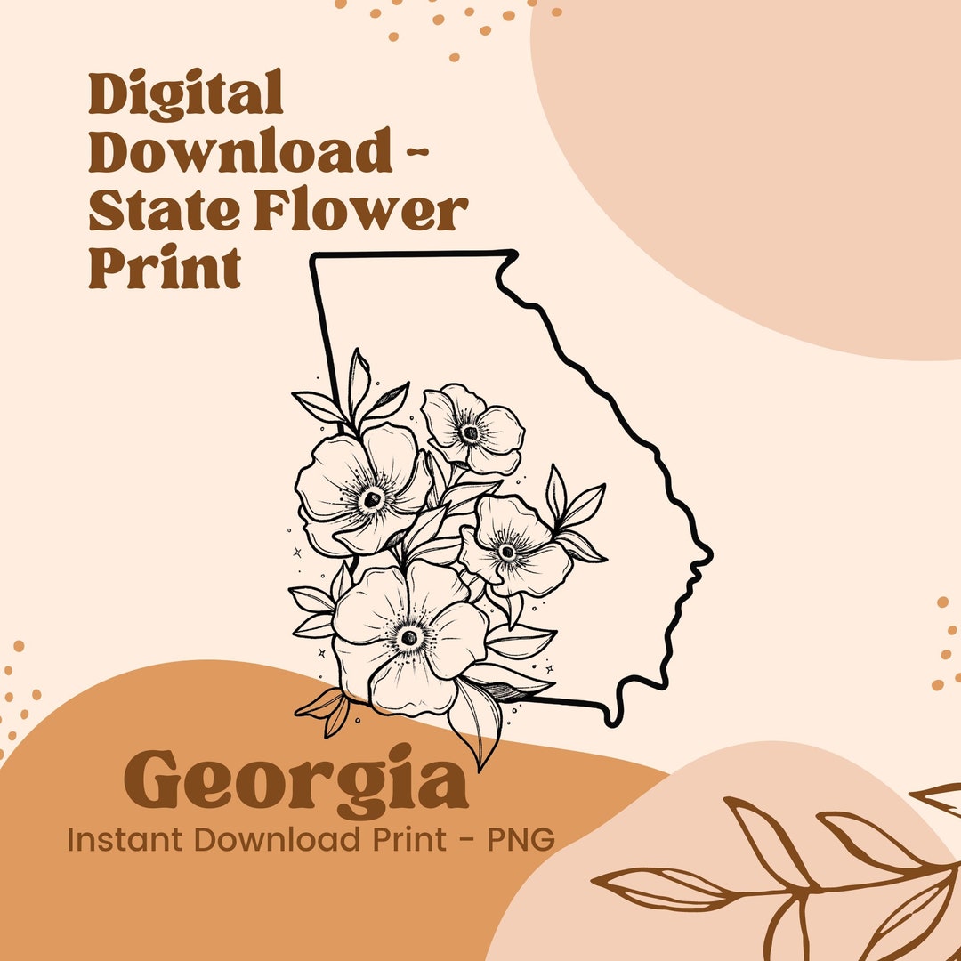 Instant Download - Georgia State Flower - Hand Drawn Design, Custom ...