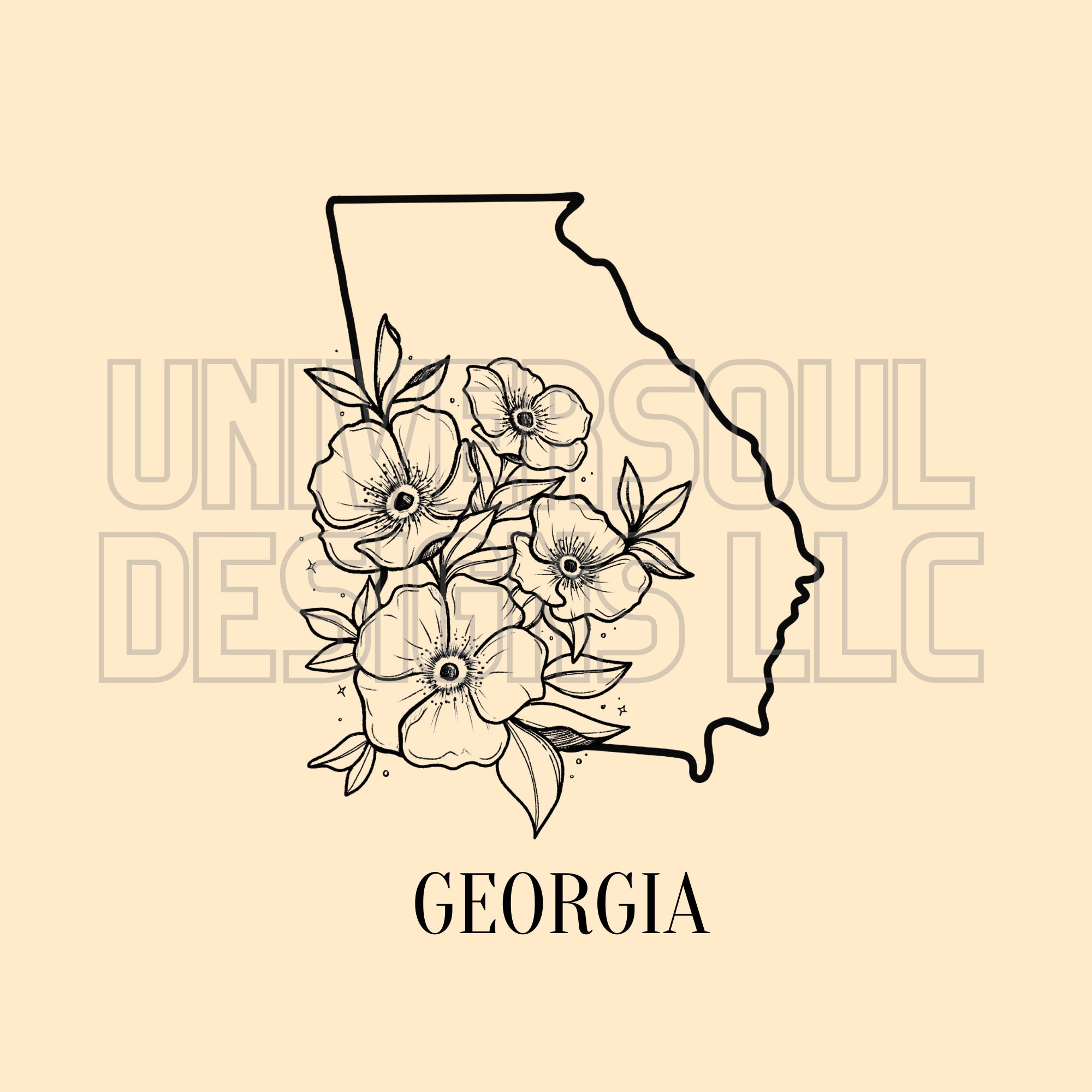Instant Download - Georgia State Flower - Hand Drawn Design, Custom ...