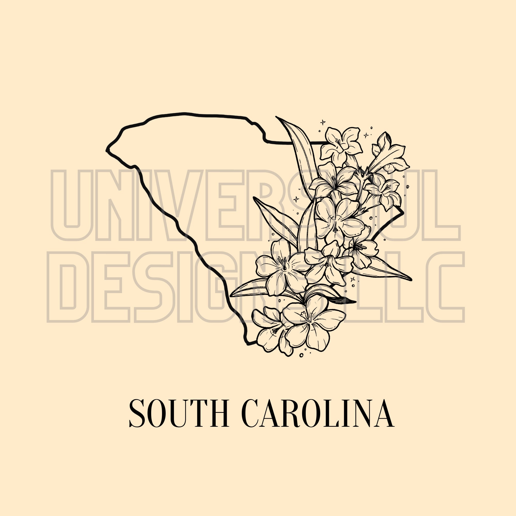 Instant Download - South Carolina State Flower - Hand Drawn Design ...