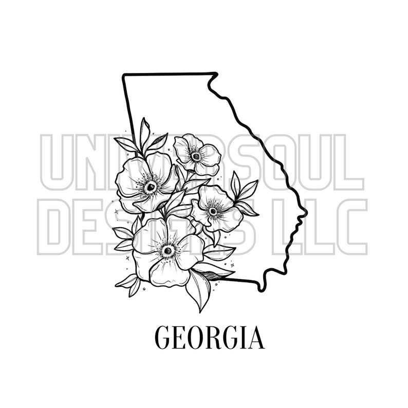 Instant Download - Georgia State Flower - Hand Drawn Design, Custom ...