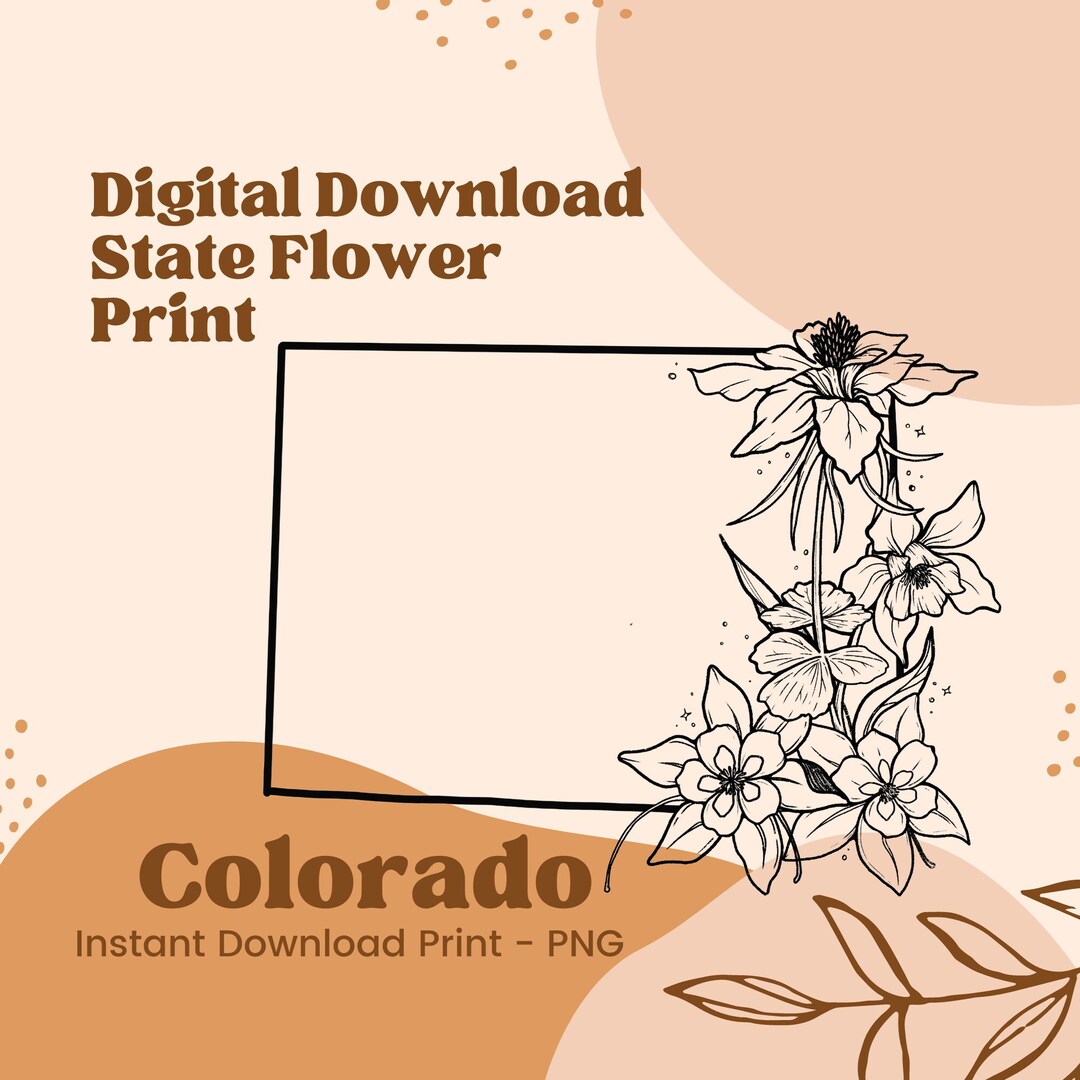 Instant Download - Colorado State Flower - Hand Drawn Design, Custom ...