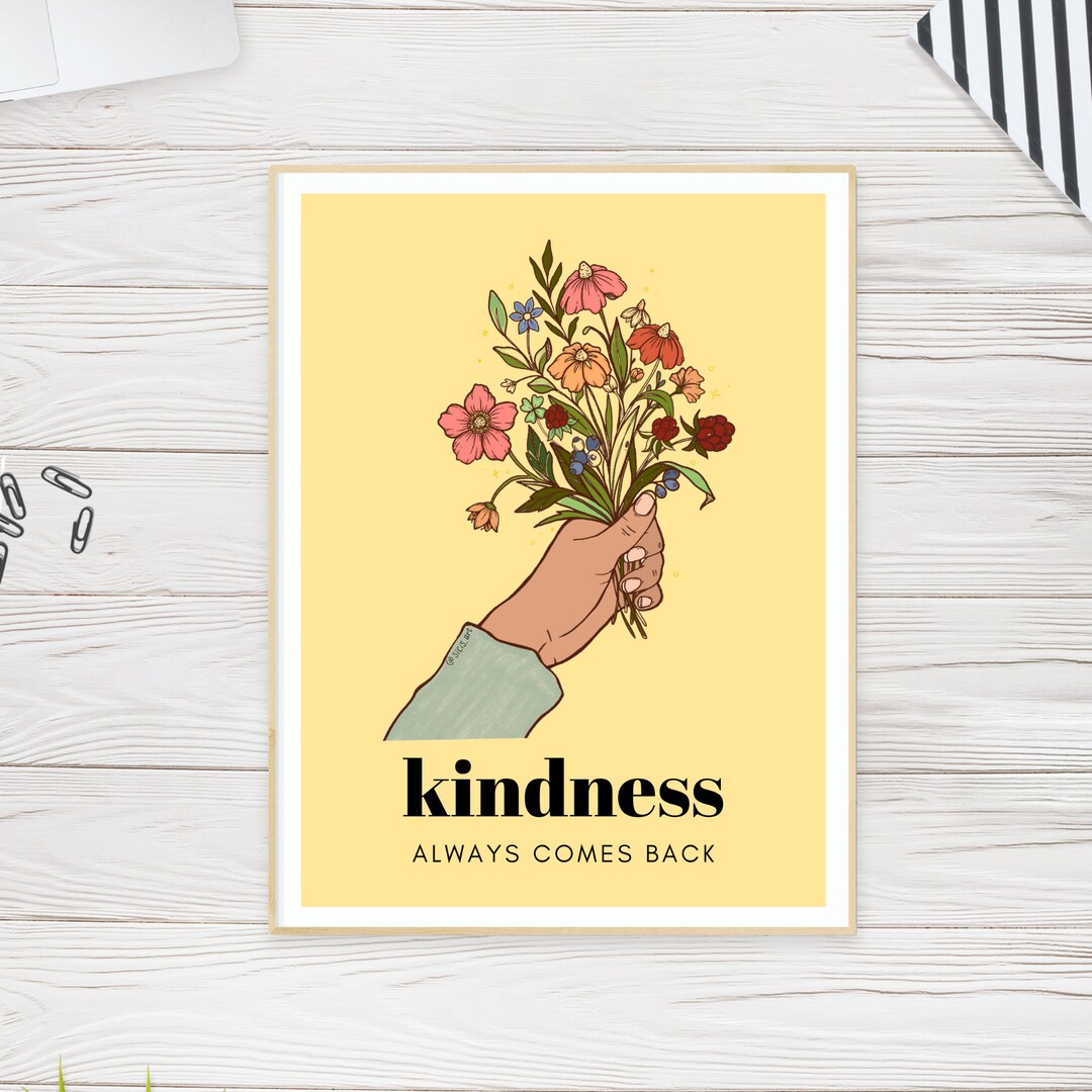 Instant Download Print - Hand Drawn Design, Kindness Print, Mindfulness ...