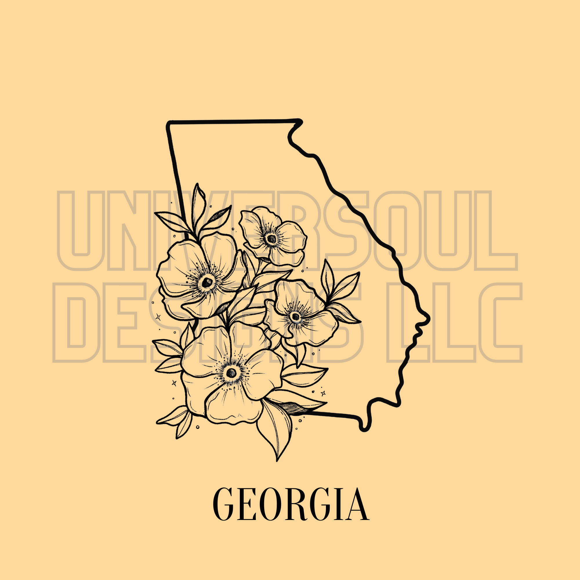 Instant Download - Georgia State Flower - Hand Drawn Design, Custom ...