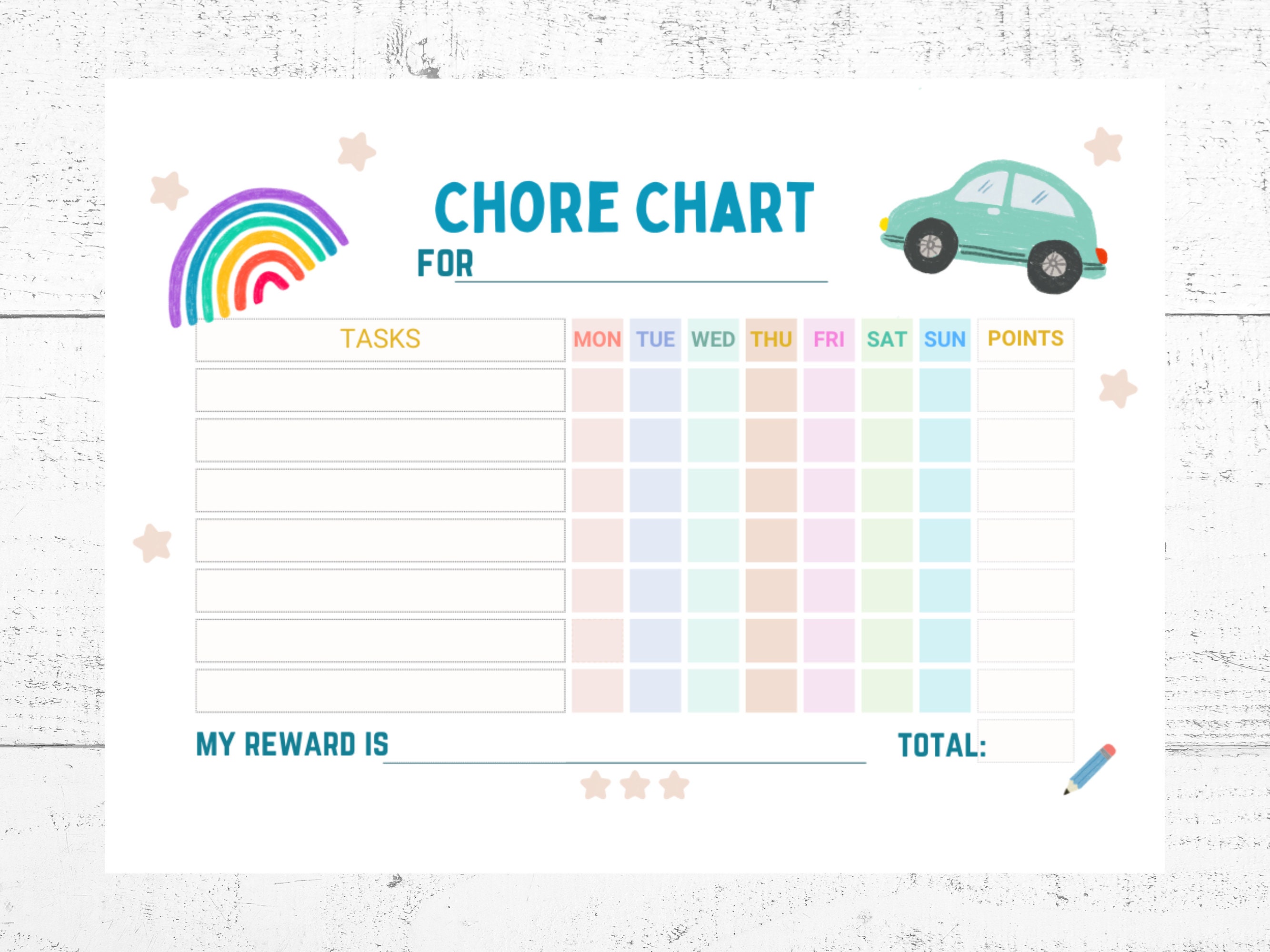 Chore Chart, Printable Routine Chart, Weekly Kids Chore Chart,instant ...