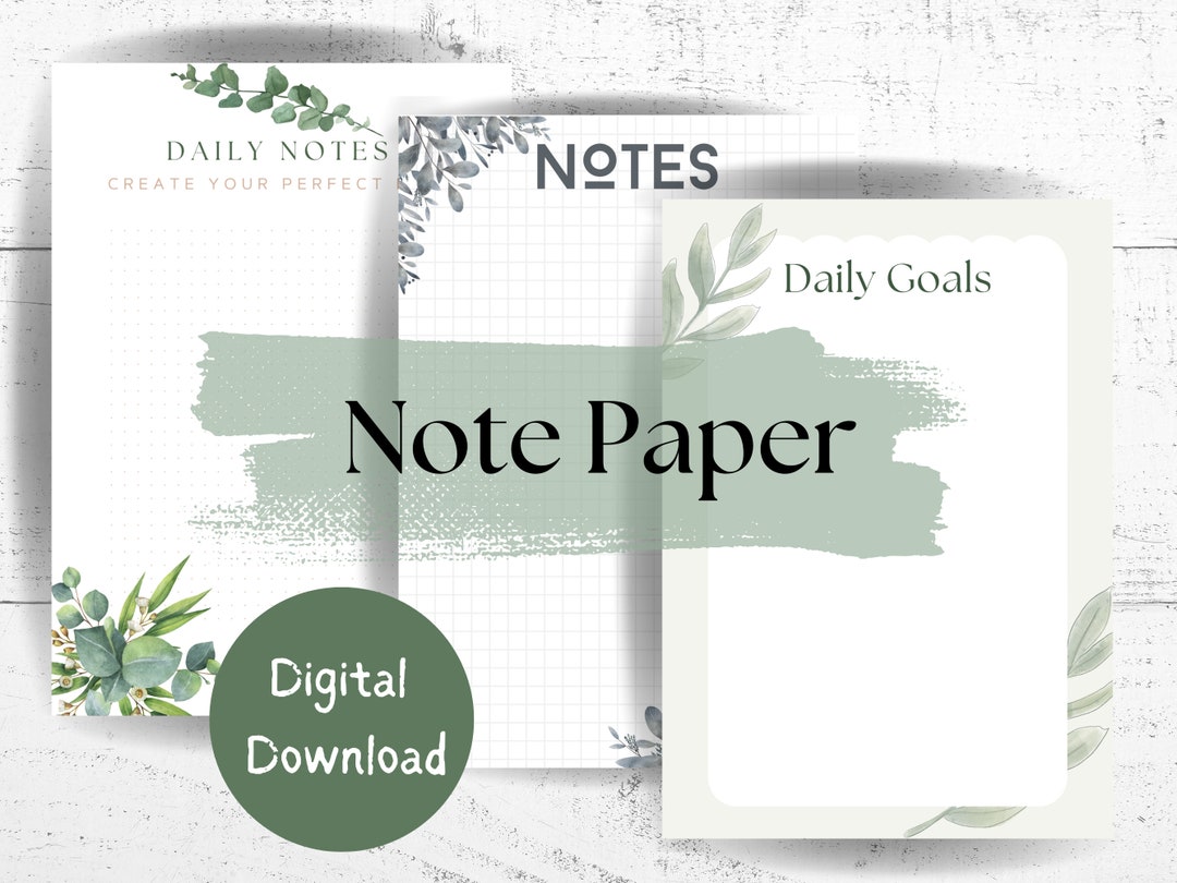 Notepaper Bundle, Journal Paper, Green Leaf Printable Stationery ...